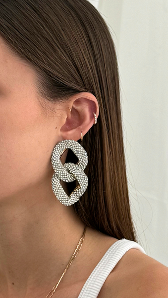 Oversized Chain Link Earring - Gold/ Diamond – Van De Vort
